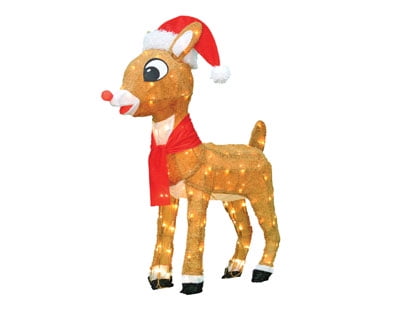 Rudolph Prelit Incandescent 3D Christmas Yard Decor, Rudolph with Santa ...