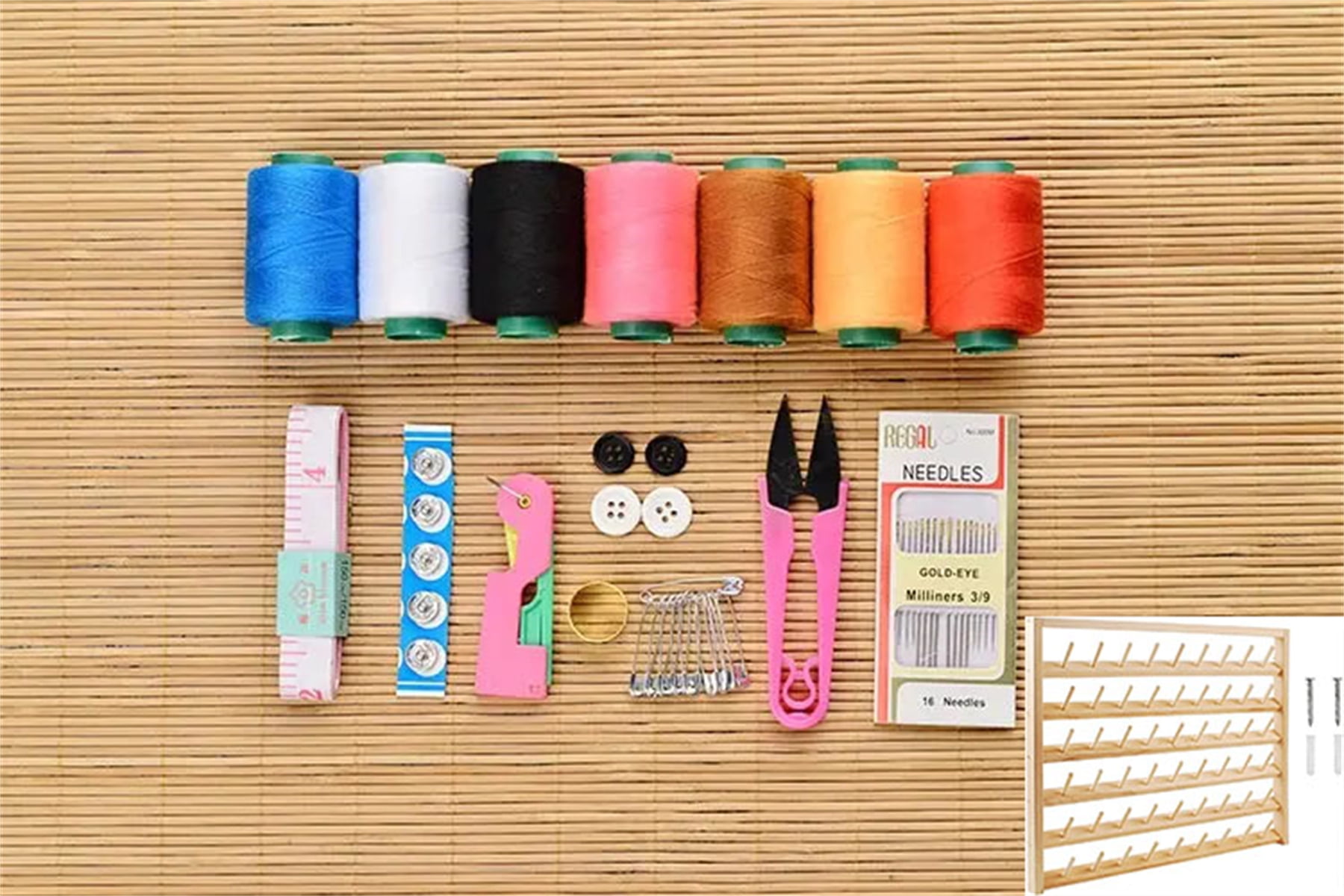 NW Wooden Thread Holder Sewing and Embroidery Thread Rack and Organizer ...