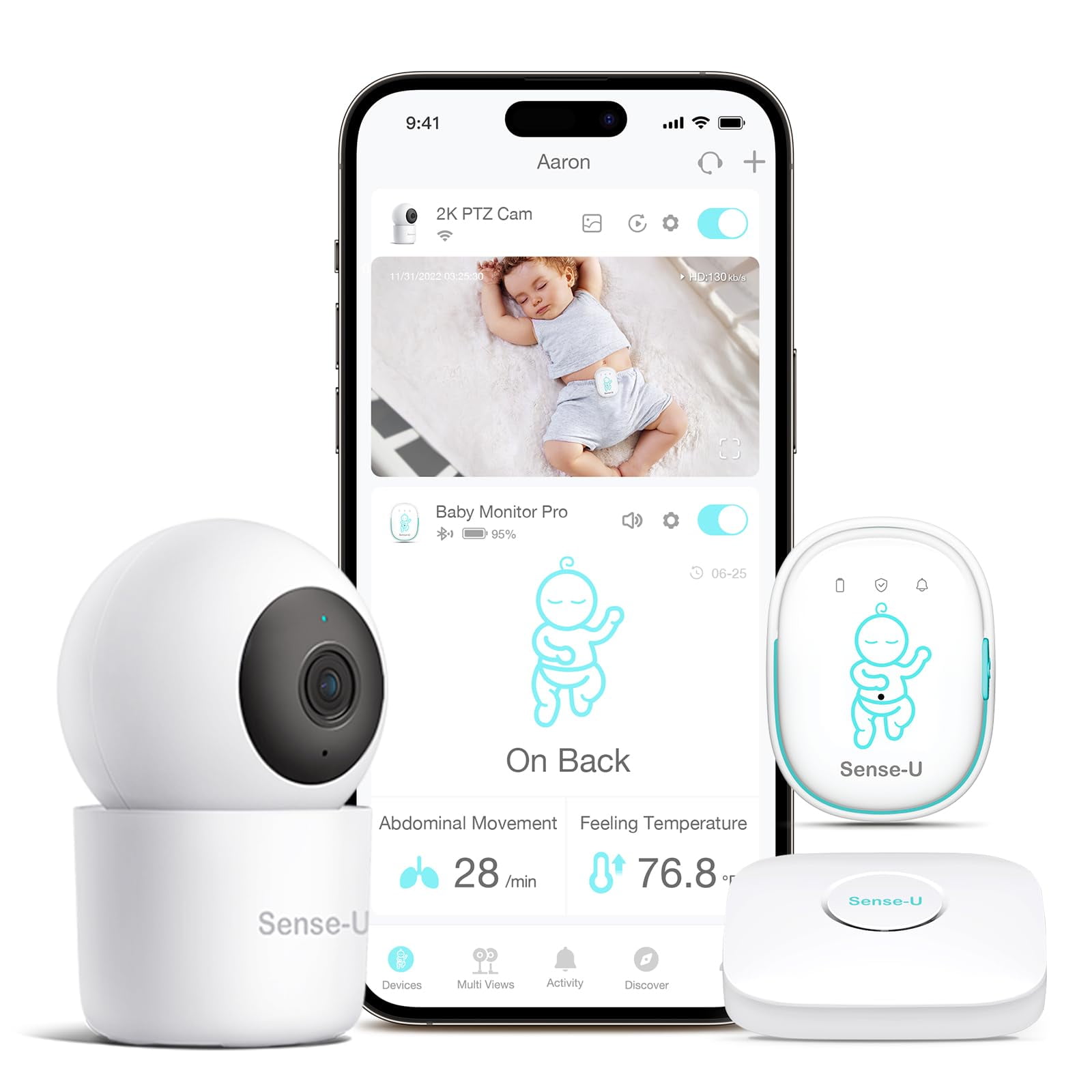 Sense-U Smart Baby Monitor Pro(Long Range)+2K PTZ Camera: Track ...