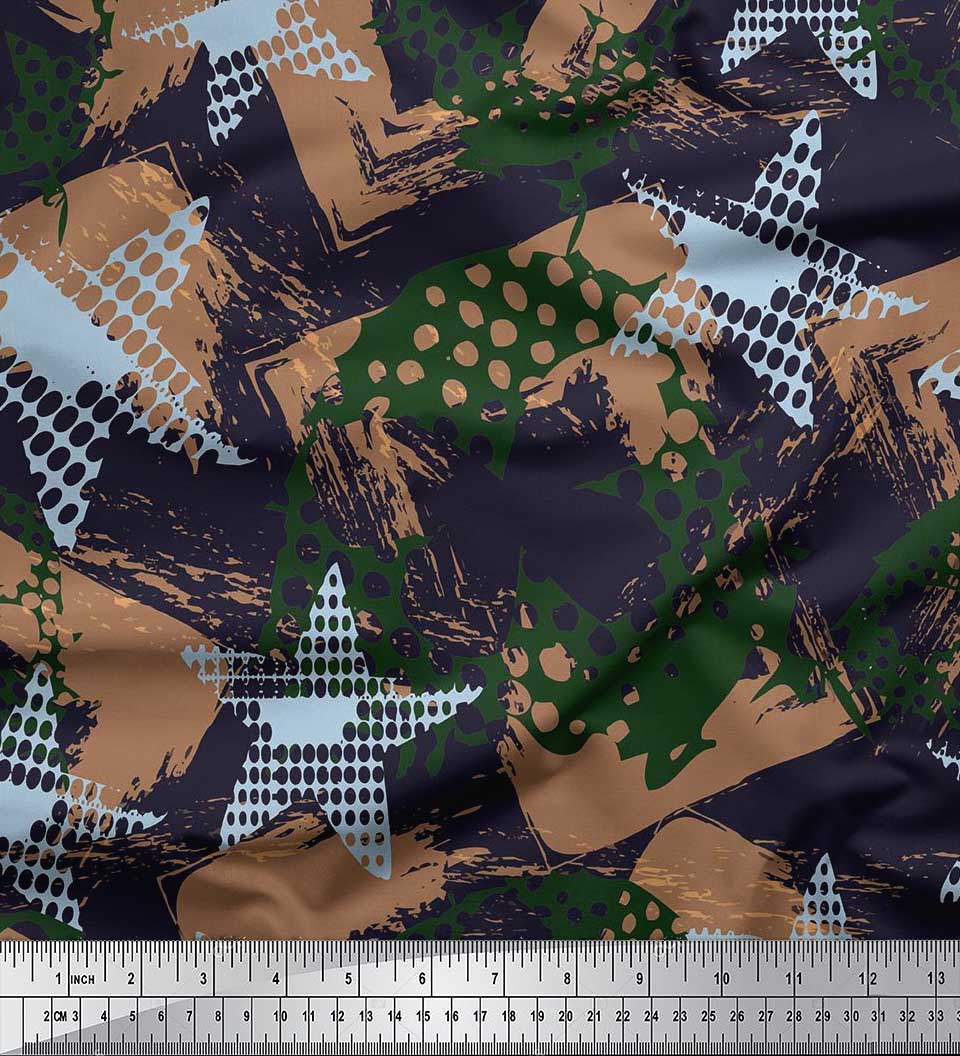 Soimoi Green Satin Silk Fabric Dot,Insect & Texture Fabric Prints by ...