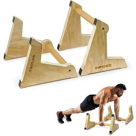 Sinda 20x12 inch Height Adjustable Wooden Parallettes and Push Up Bars ...