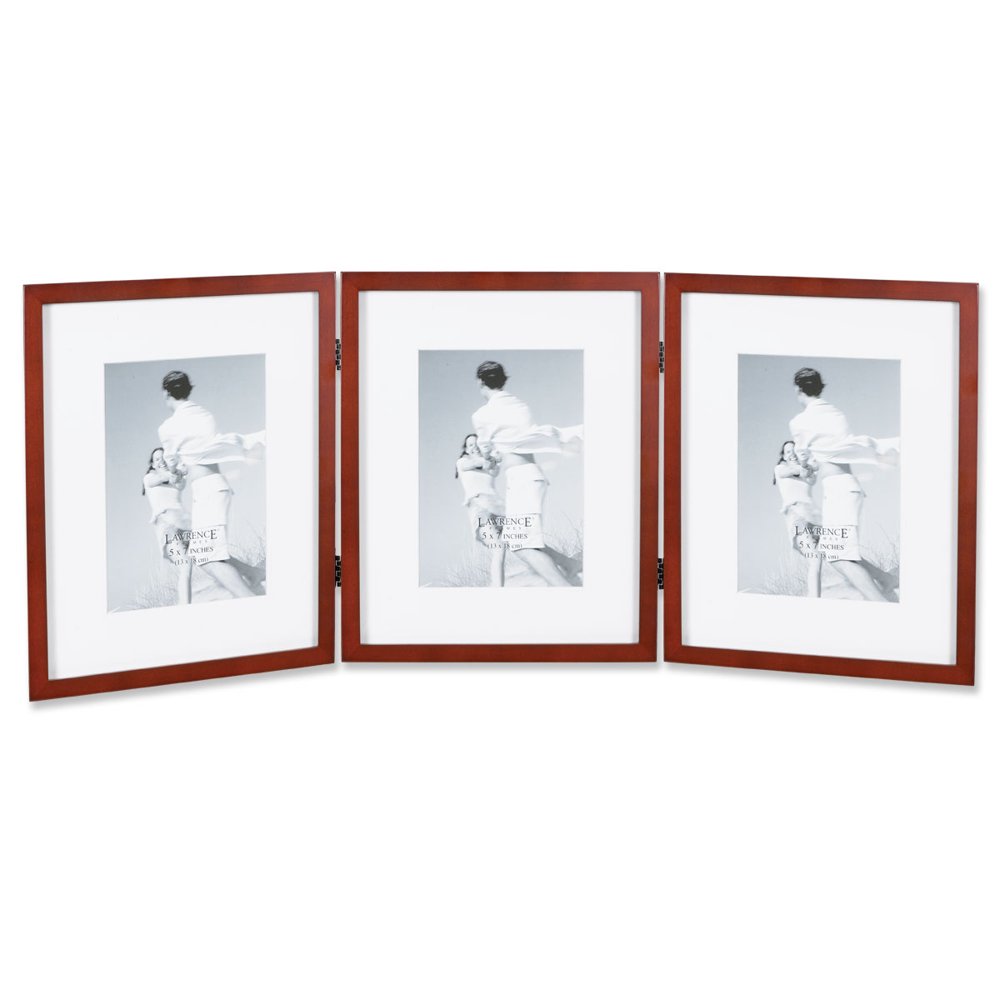 Walnut Wood 8x10 Hinged Triple Picture Frame - Comes with Bevel Cut ...