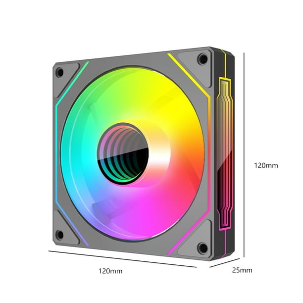 Ventilador 12cm ARGB 5V 3Pin 4 Pin PWM Caja de CPU Enfriamiento Espejo Infinito (Adelante) Negro ...