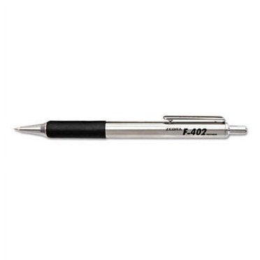 Zebra F-402 Ballpoint Pen Retractable 0.7 mm Black Ink Stainless Steel ...
