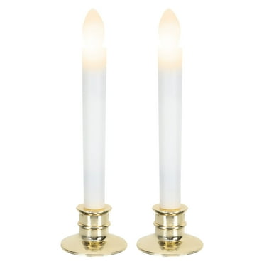 Electric Window Candle Lamp with Brass Plated Base, Dusk to Dawn Sensor ...