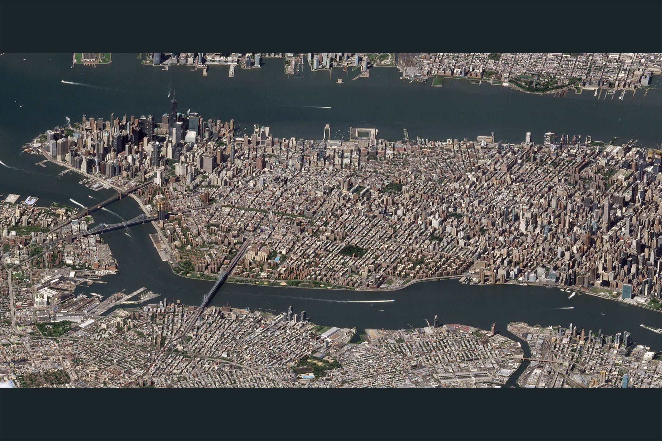 24x36 gallery poster, Lower and Midtown Manhattan New York City aerial ...