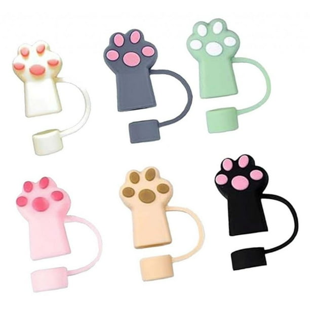 Lipstore 6 Pieces Cat Claw Straw Cover Caps Creative Cute Cups ...