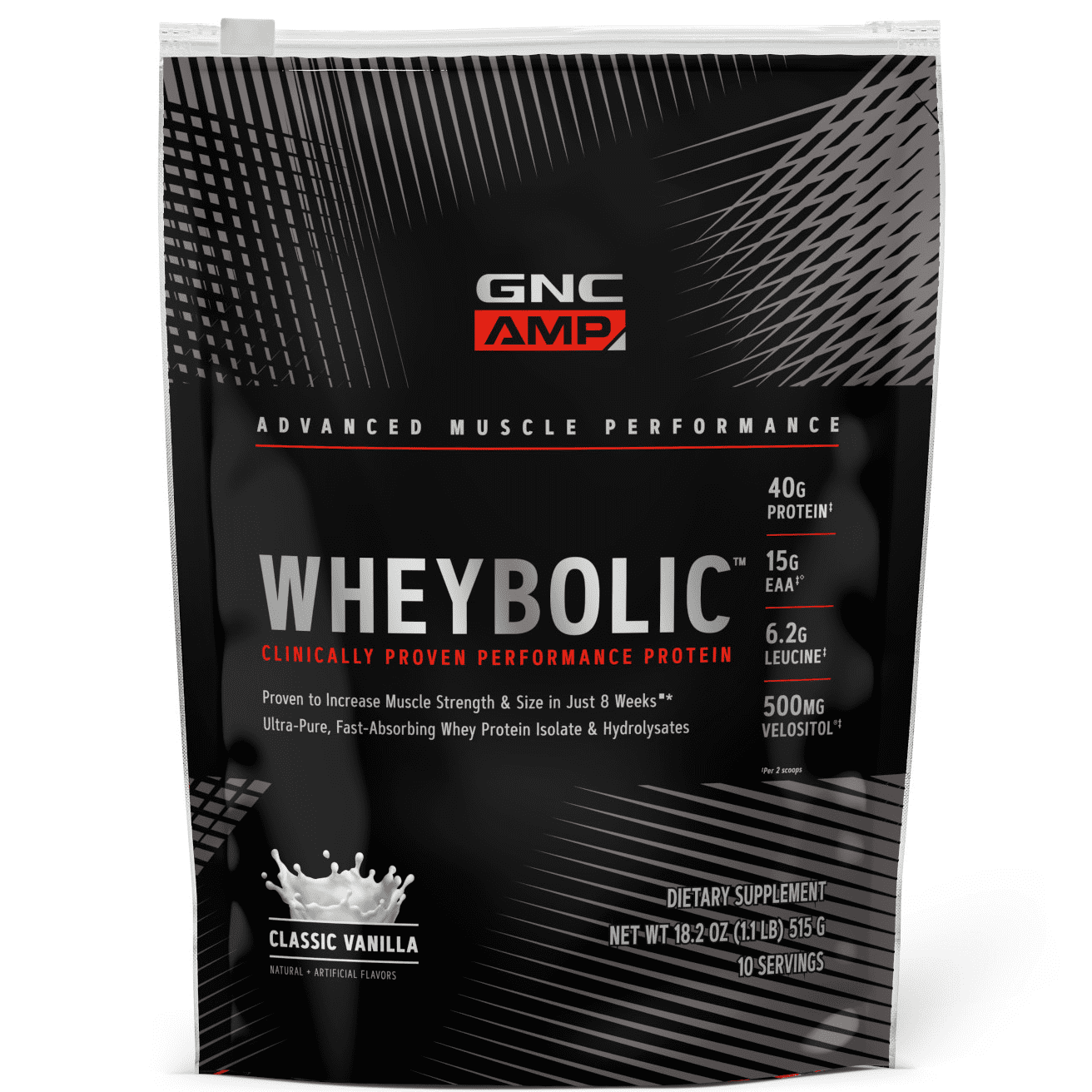 GNC AMP Wheybolic™ Protein Powder, Classic Vanilla, 1.1 lbs, 40g Whey ...
