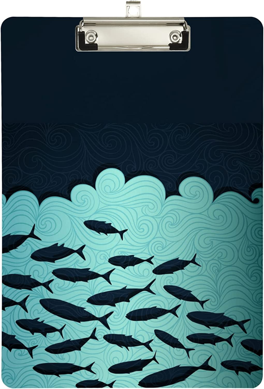 ZHANZZK Ocean Wave Fishes Clipboard Hardboard Wood Nursing Clip Board ...