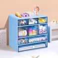 Blue 9-Drawer 4-Tier Stackable Desktop Organizer for Office Supplies ...