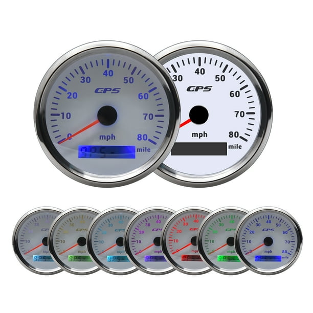 Geloo 85mm Boat GPS Speedometer Gauge 0-80 MPH Marine Speedometer LCD ...