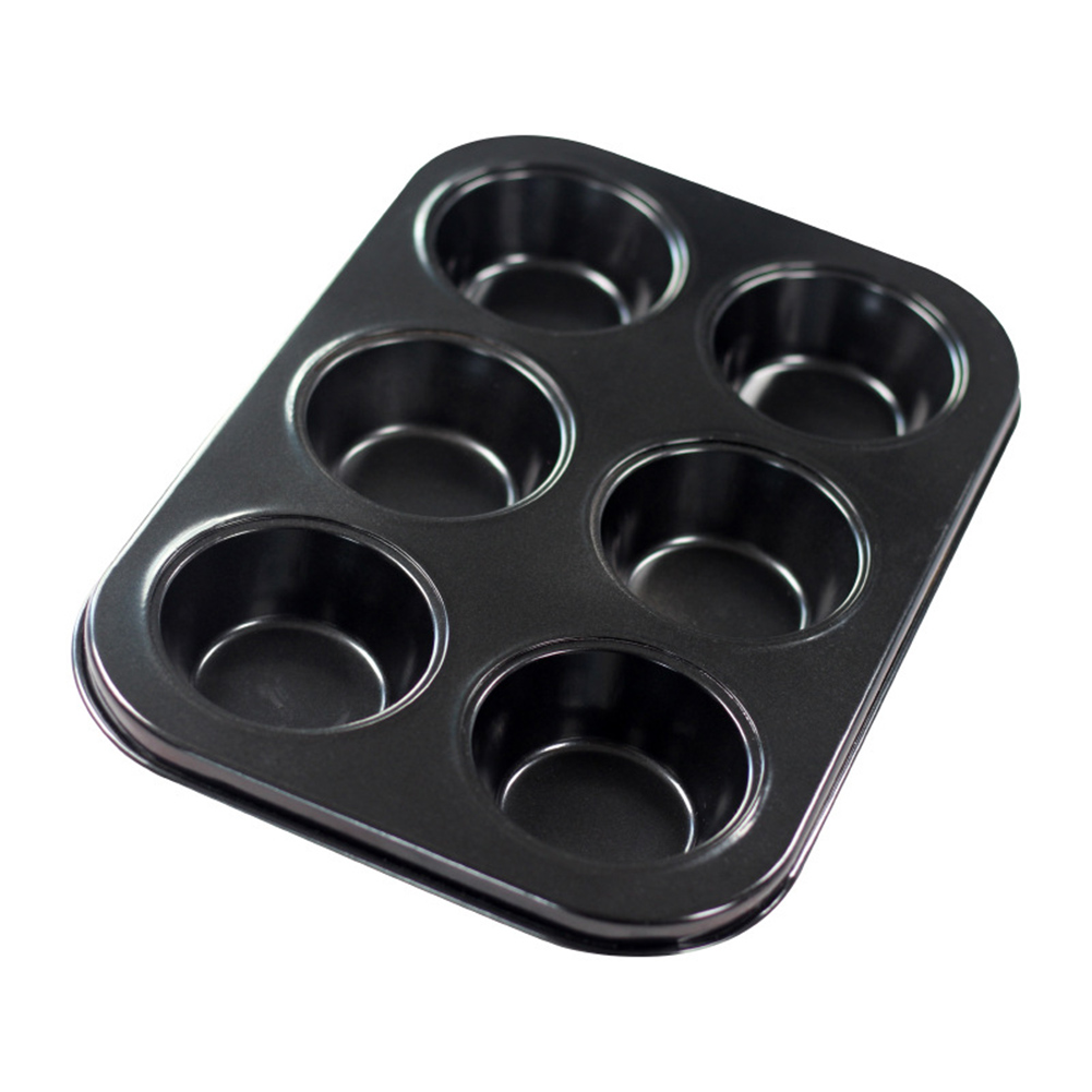 6 Cups Muffin Cake Pan Round Cupcake Baking Tray Tin Black Mould Mold 6 Cups Muffin Cake Pan Round Cupcake Baking Tray Tin Black Mould Mold