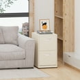 Polup Metal File Cabinet with Lock, 18 Inch Depth, Cream 2 Drawer ...