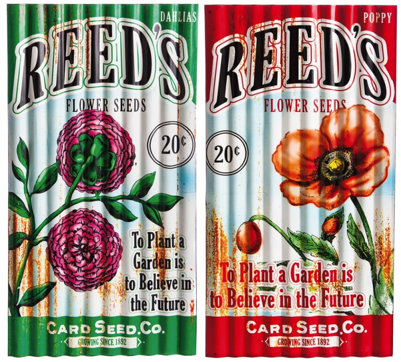 Flower Seed Packet Metal Corrugate Outdoor Sign 21.75x11.75, 2 Assorted ...