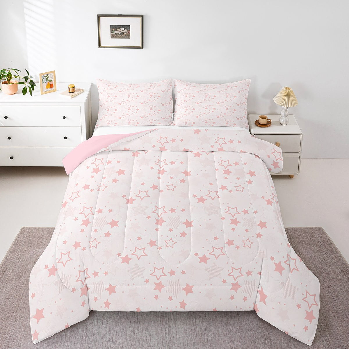 Click here for Erosebridal Kawaii Pink Stars Comforter Sets Twin... prices