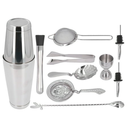 11PCS Cocktail Shaker Set Stainless Steel Drink Mixer Set Bar Cocktail ...