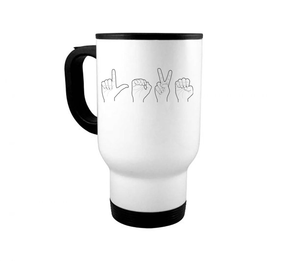 Sign Language Mug, Love Sign Language, 14oz Travel Mug, Gift For Deaf ...