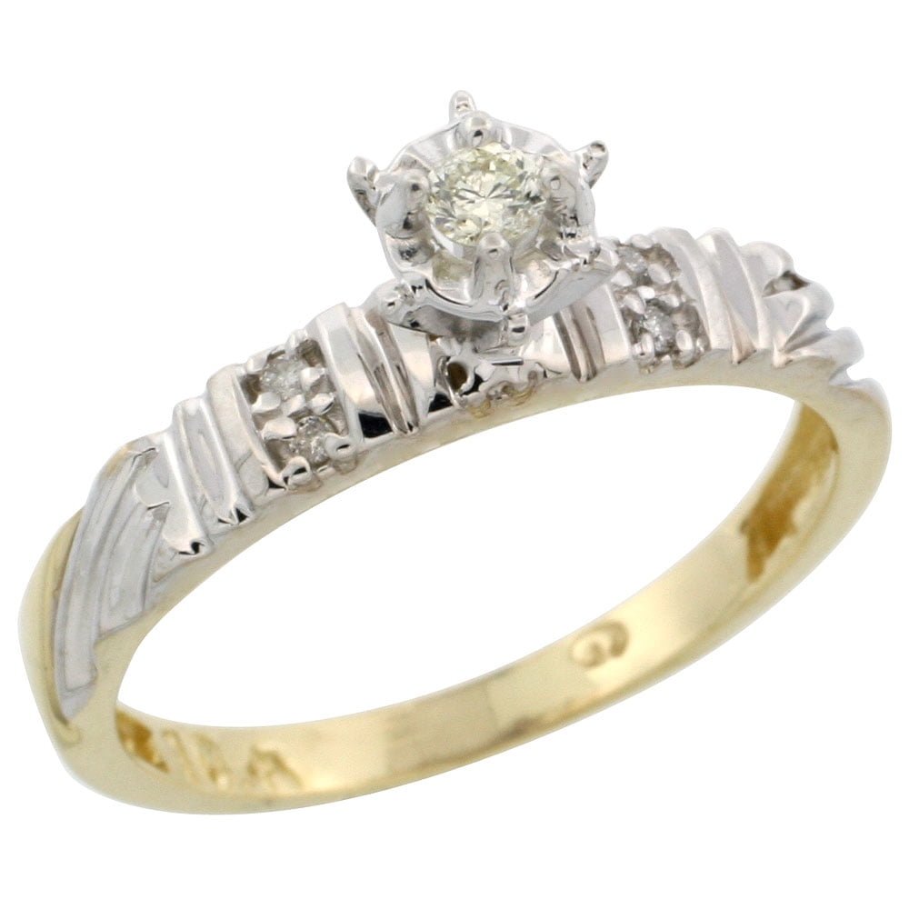 10k Yellow Gold Diamond Engagement Ring Women 1/8inch wide Size 7 ...