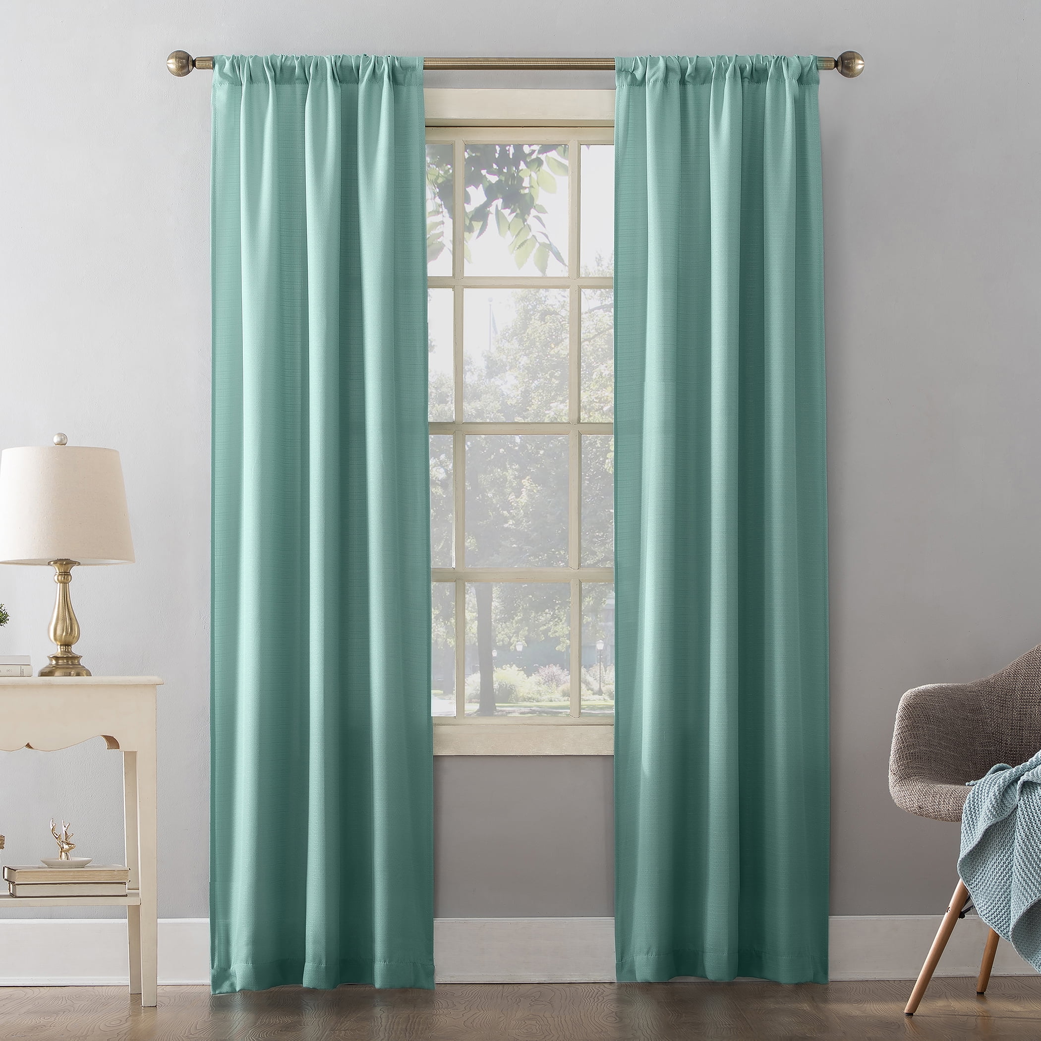 Mainstays Textured Solid Curtain Single Panel - Walmart.com
