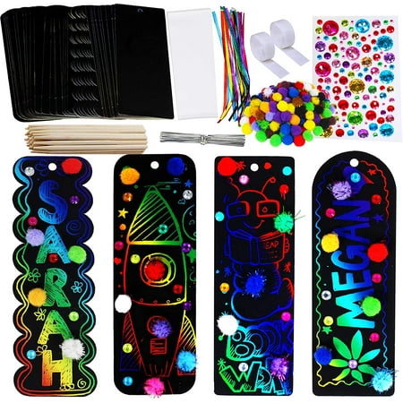 36 Sets 4 Styles Magic Scratch Rainbow Bookmarks Making Kit for Kids ...