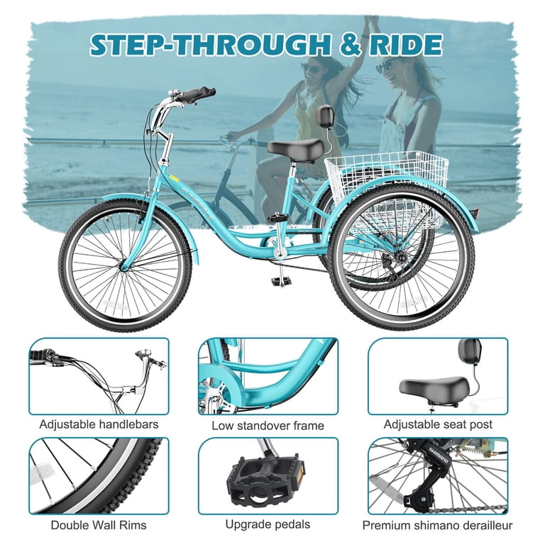 Target Tricycles For Sale 26 Inch Folding Adult Tricycle 7 Speed Trike ...