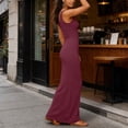 Burgundy Wine Long Dresses for Women Summer Fall Sleeveless Crew Neck ...