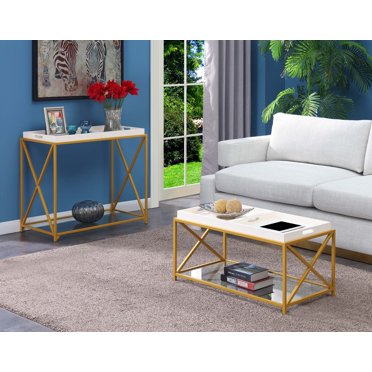 Convenience Concepts Reflections 2 Drawer Coffee Table, Mirror/Silver ...