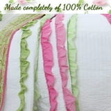 Cozy Line Pink Green Chic Ruffles Girl Cotton Reversible Quilt Bedding ...