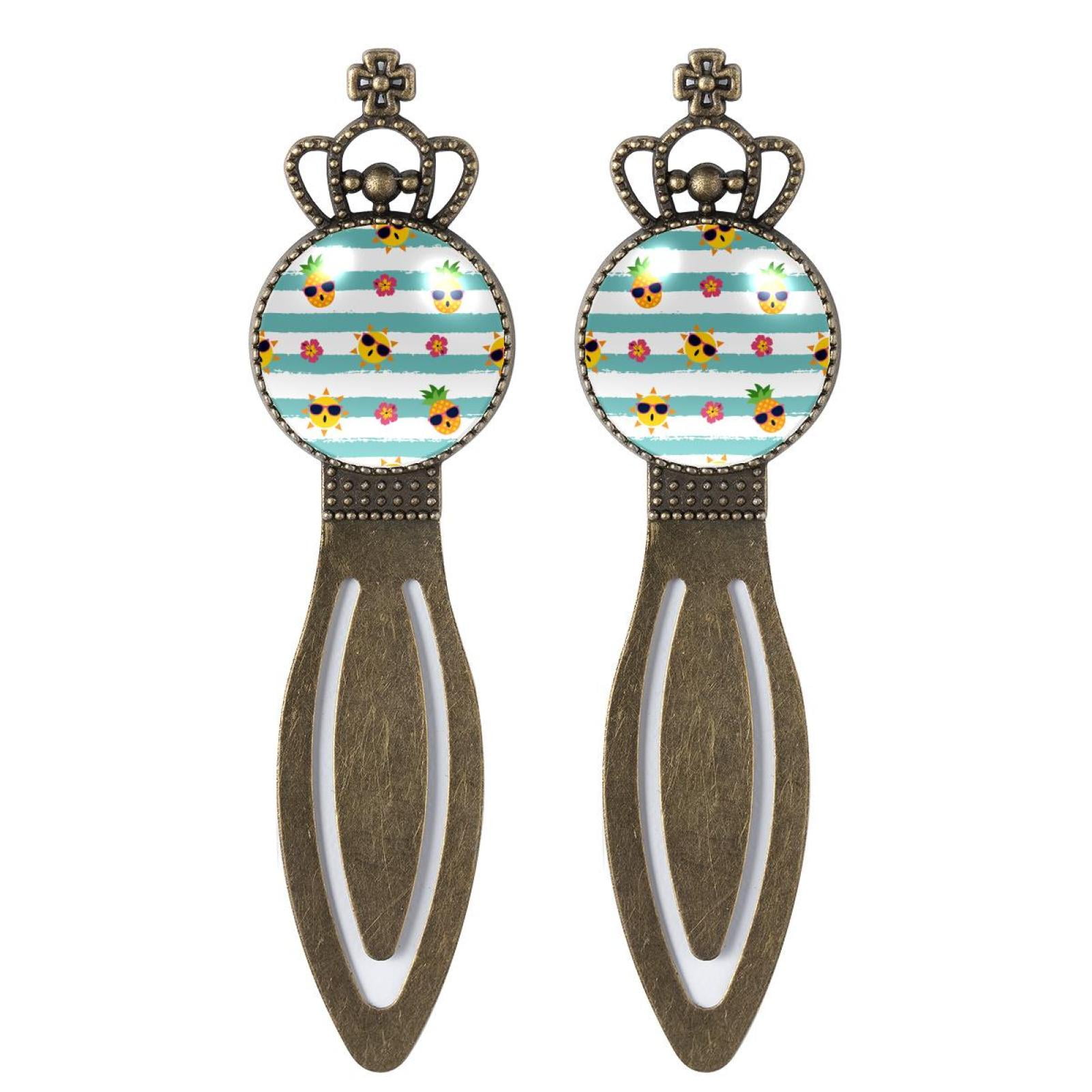 2 Pcs Vintage Metal Bookmarks Bookmark Gift Box Set Printed Page Holder ...