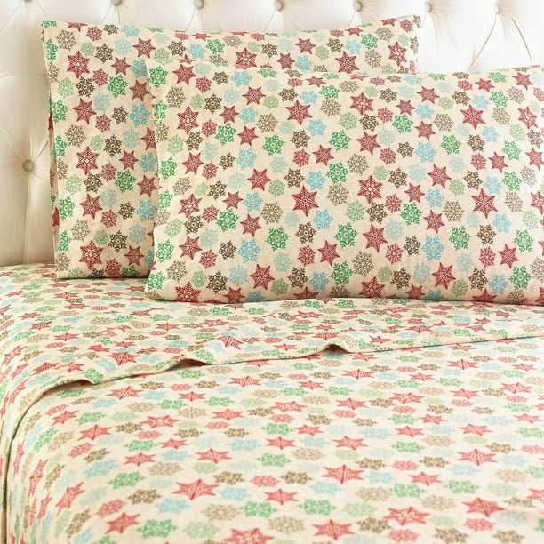 Micro Flannel® Printed Color Sheet Set, Queen, Snowflake - Walmart.com