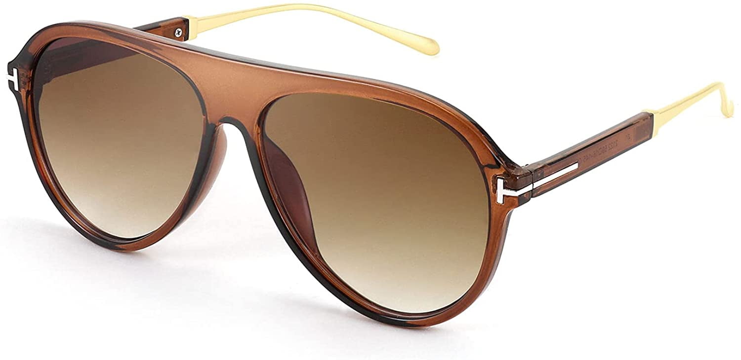 FEISEDY Retro 70s Aviator Sunglasses Oversized Classic Fantastically Vintage Round Sun Glasses ...