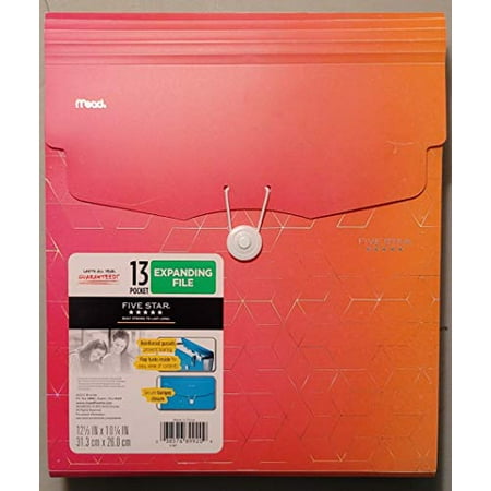 Mead Five Star 13 Pocket Vertical Expanding File - Ombre Geo Raspberry ...
