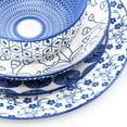 Elama Aurora 16 Piece Assorted Porcelain Double Bowl Dinnerware Set in Blue - Walmart.com