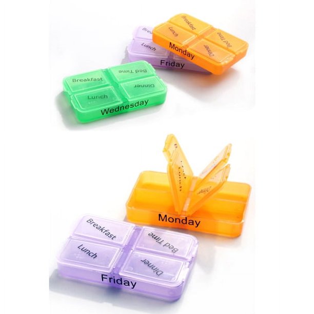 Clairlio 28-Compartment Pill Cases Portable Pill Capsule Splitters Case ...