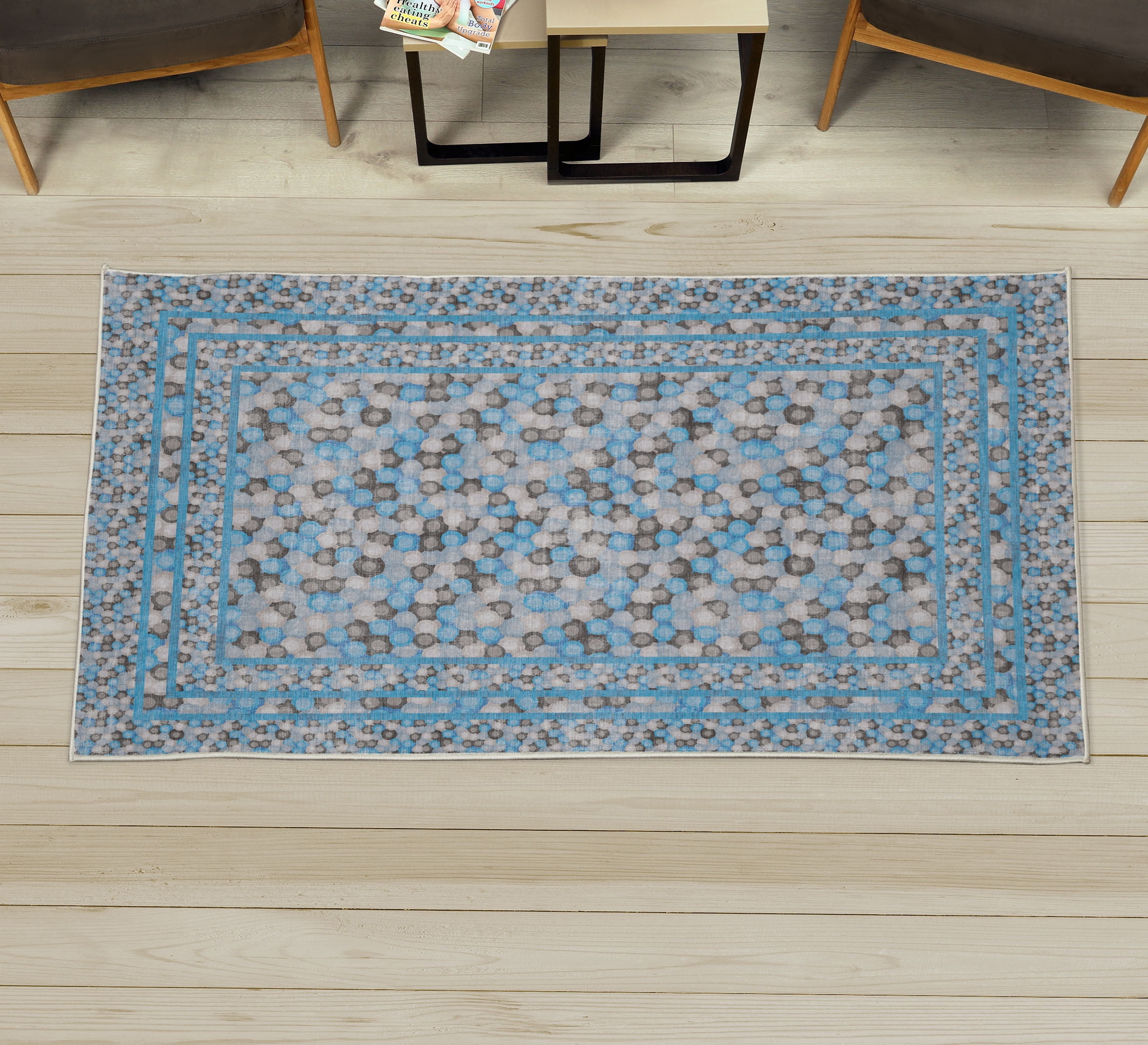 Modern Decorative Rug, Geometric Abstract Weathered Look Overlapping ...