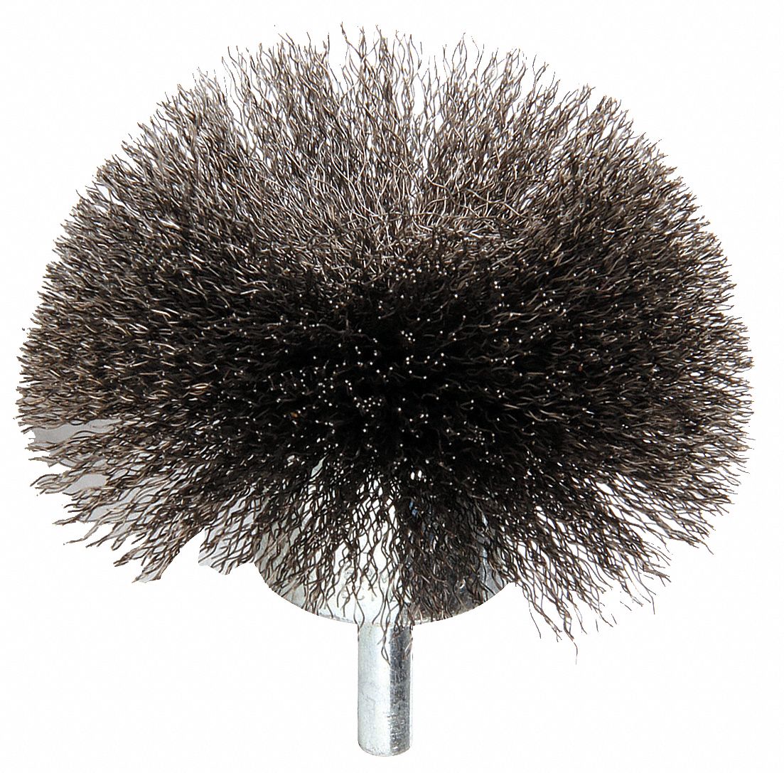 Stem-Mounted Circular Flared End Brushes, Steel, 16,000 rpm, 3" x 0.008 ...