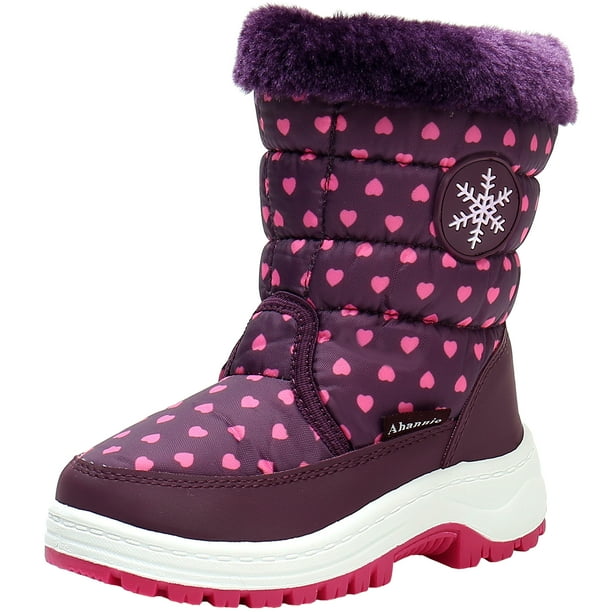 Ahannie Girls Warm Snow Boots,Kids Outdoor Insulated Winter Boots ...