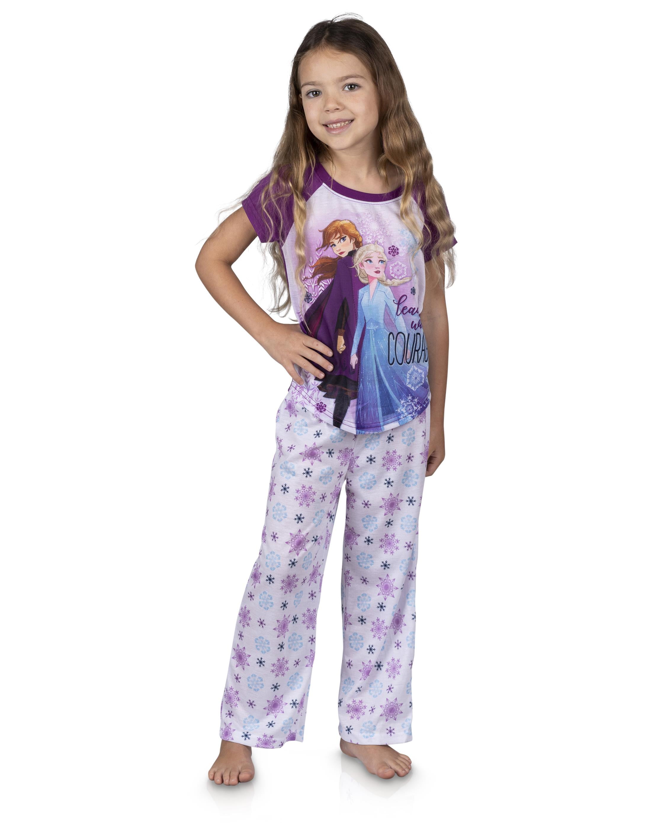 Girls' Pajama Frozen Costume Top and Lounge Pants Sleepwear Set, Purple ...