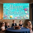 7x5ft Summer Birthday Backdrop Aqua Blue Ocean Theme Summer Beach Happy