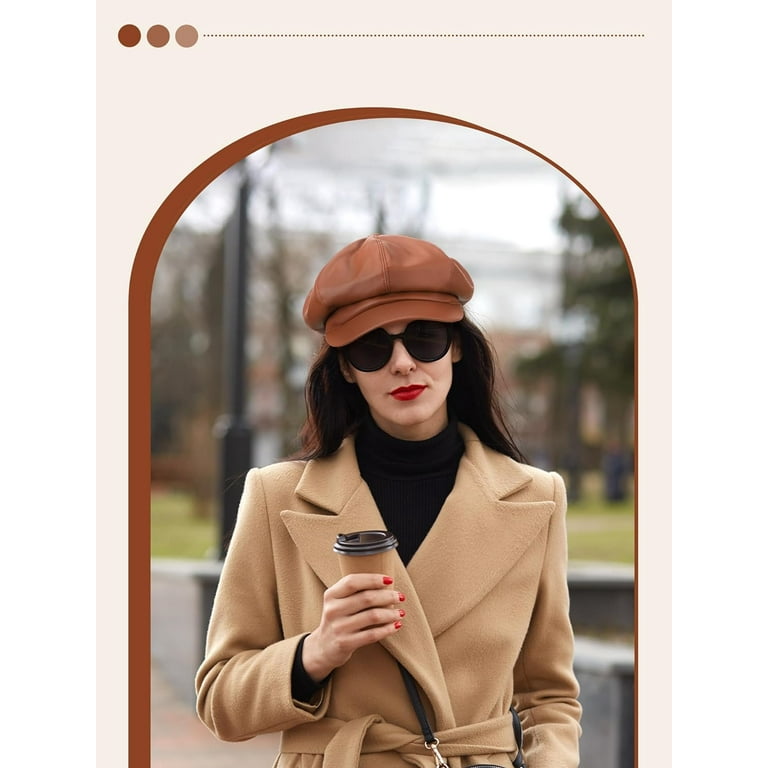 Gatsby Newsboy Caps for Women 8 Panel PU Leather Apple Cap Gatsby Newsboy Caps for Women 8 Panel PU Leather Apple Cap