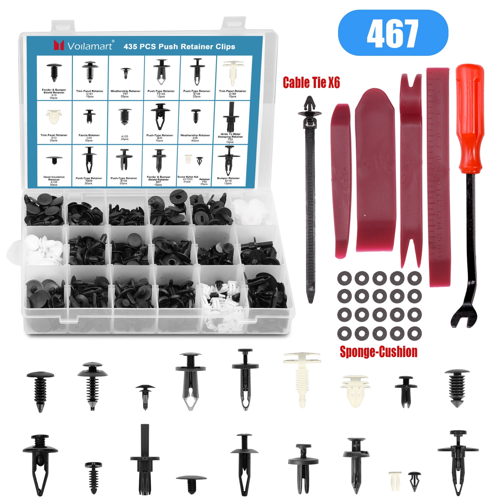 YOMTOVM 467Pcs Car Retainer Clips Auto Fastener Cars Body Push Trim Pin ...