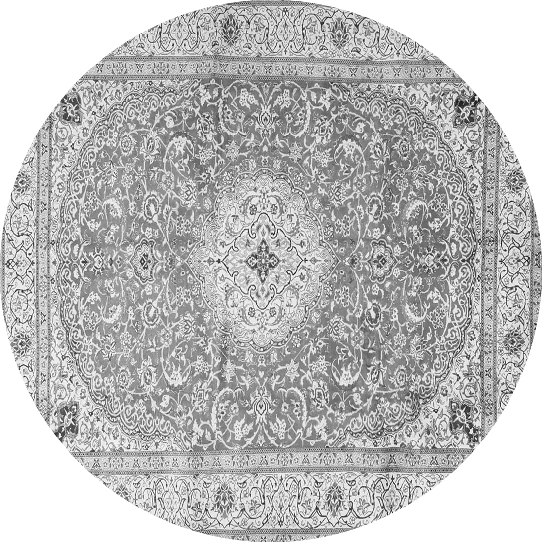 Ahgly Company Indoor Round Medallion Gray Traditional Area Rugs, 6 ...