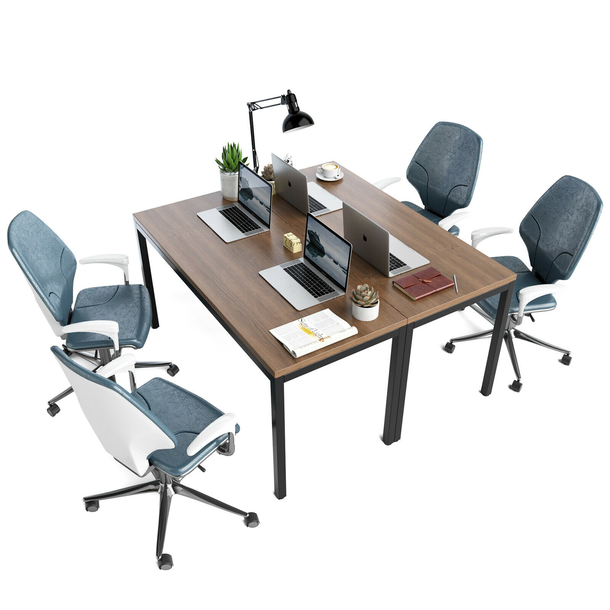 Gymax Set of 2 55'' Conference Table Office Computer Study Desk Metal ...