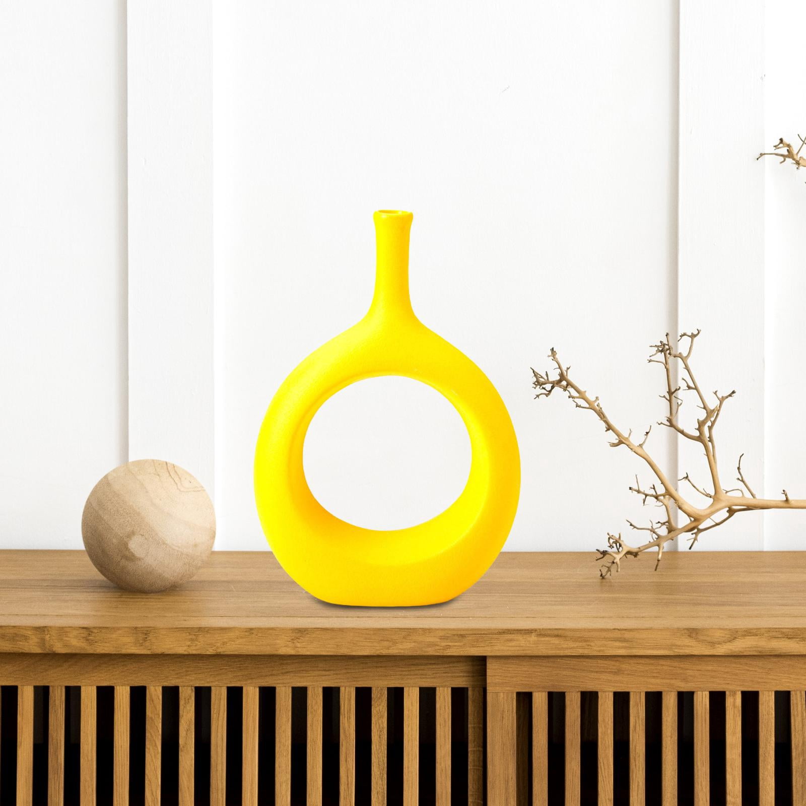 Minimalist Ceramic Vase Flower Vase Donut Vase Round Vase for Bedroom ...