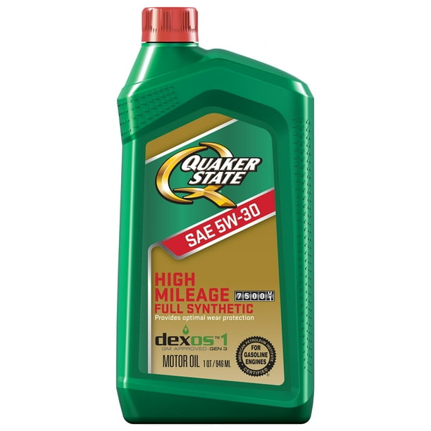 Quaker State Full Synthetic Dexos High Mileage 5W-30 Motor Oil, 1 Quart ...