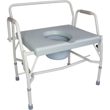 DMI 500 lb Capacity Portable Drop-Arm Bedside Commode, Adjustable Extra ...