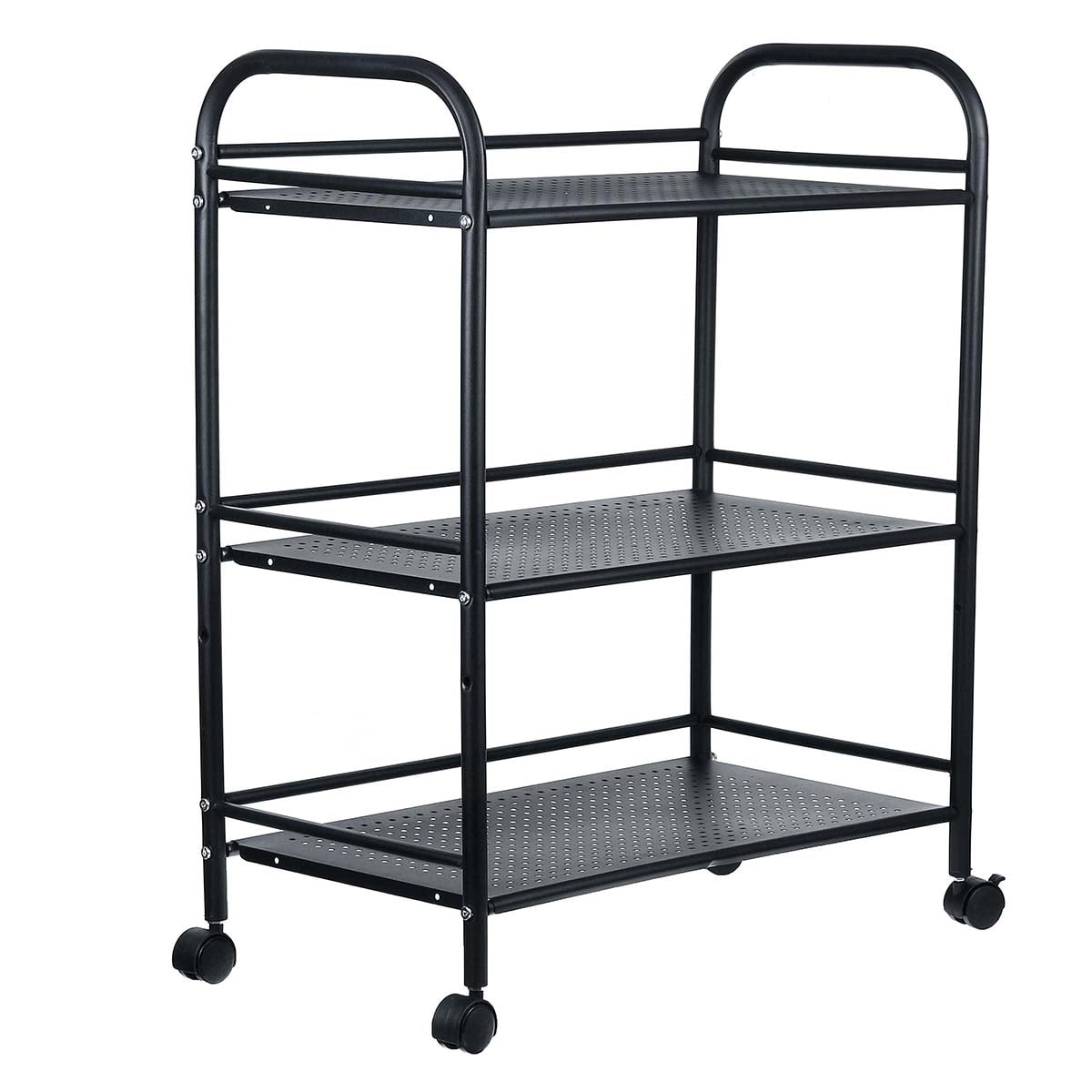 3-Tier Rolling Storage Utility Cart, Multifunction Metal Trolley ...