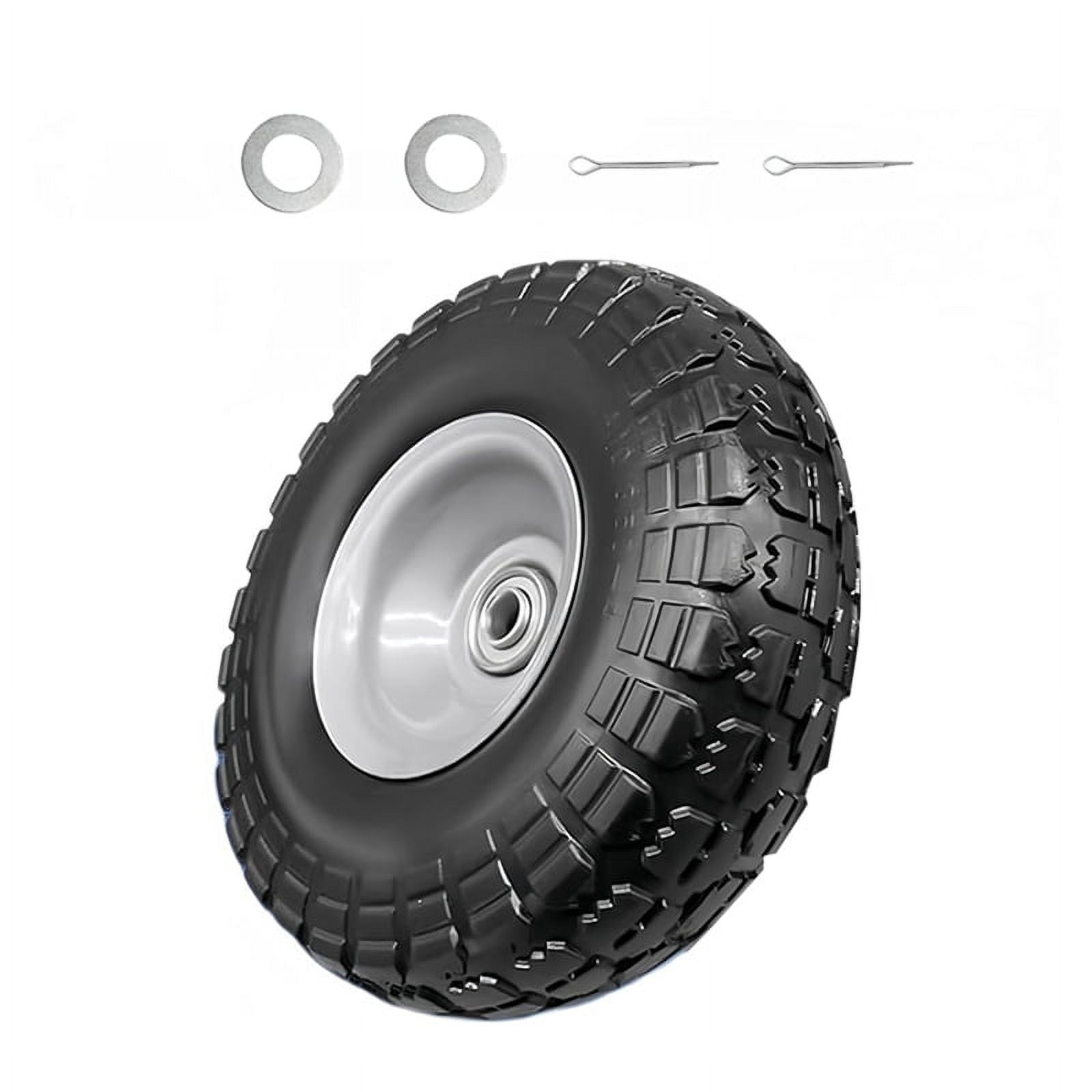 10 Inch 4.10/3.50-4 Tire and Wheel Flat Free, Heavy Duty Solid ...