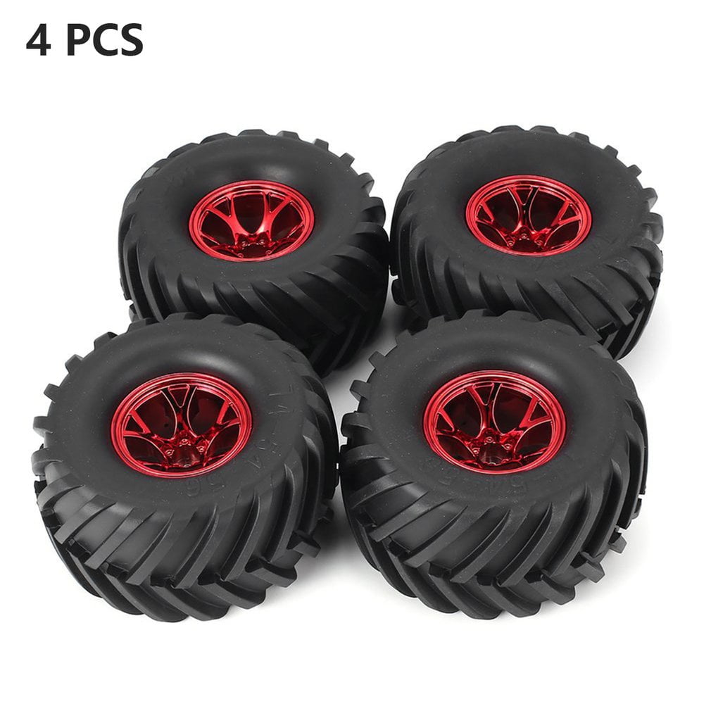 4Pcs 130mm Rubber Tyre Tire Wheel Rim For 1/10 RC Big Feet Car Spare ...