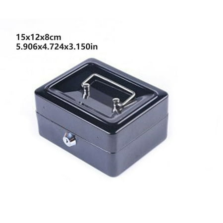 Mini Petty Cash Money Box Stainless Steel Security Lock Lockable Safe Small Fit for House ...